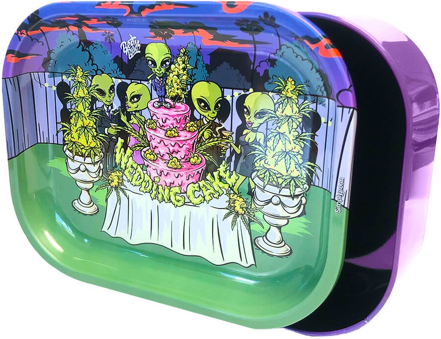 Best Buds Thin Box Rolling Tray with Storage, Wedding Cake