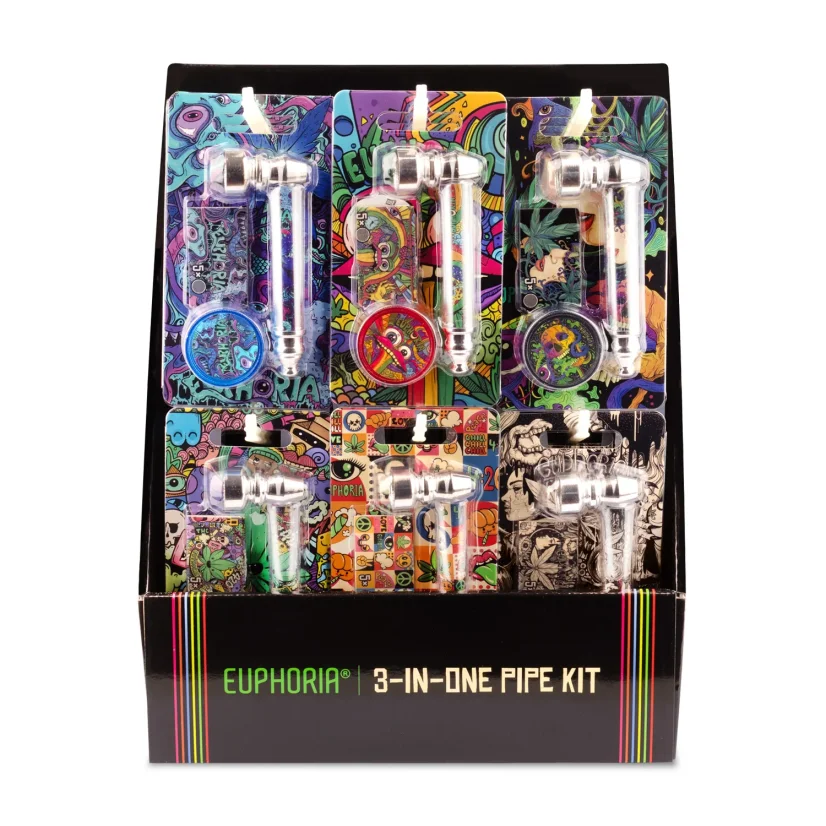 Euphoria 3-IN-ONE Metal Pipe, Kit BOX/24 pcs