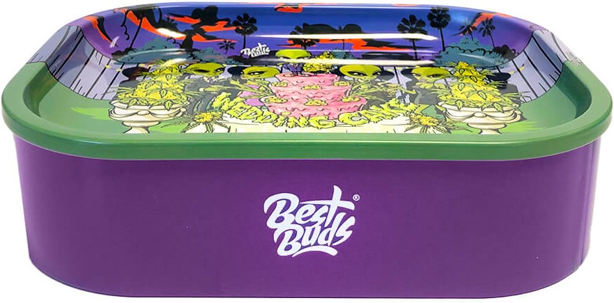 Best Buds Thin Box Rolling Tray with Storage, Wedding Cake | Canatura ...