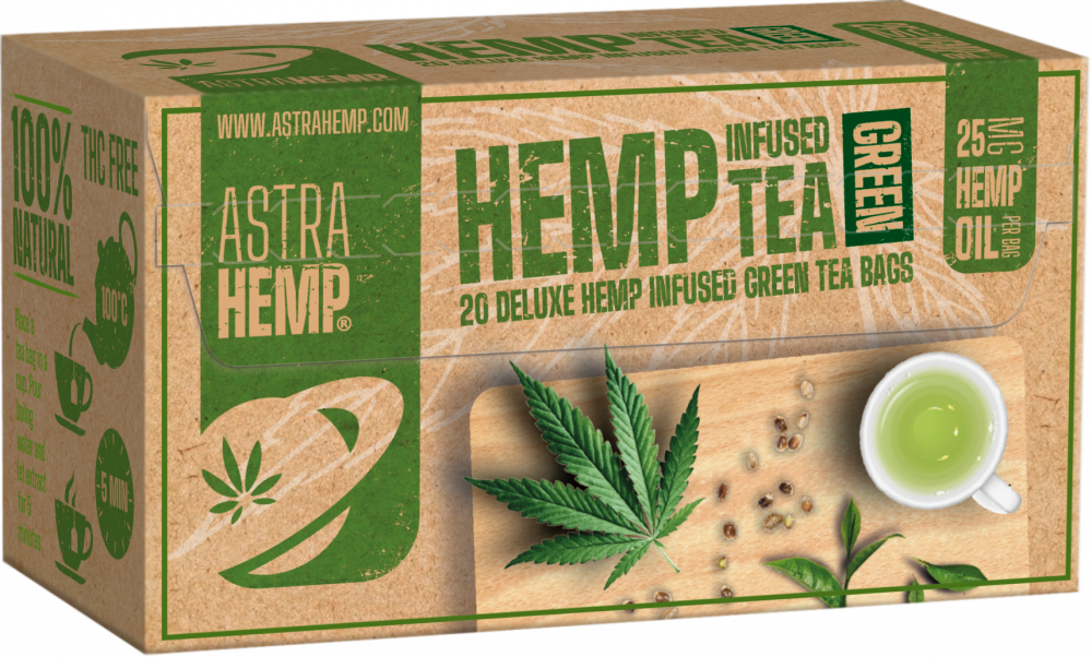 Trà xanh Astra Hemp 25 mg Dầu cây gai dầu (Hộp 20 túi trà) - Thùng ...