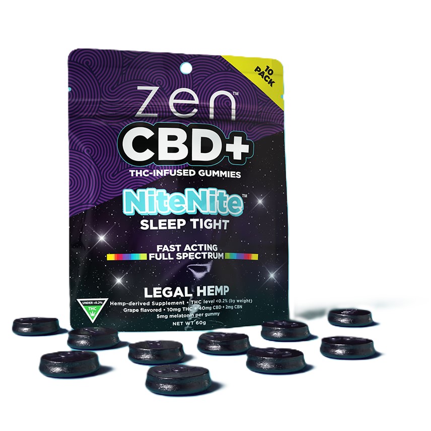Zen CBD THC+ Gummies Traube NiteNite, 10 Stück, 500mg