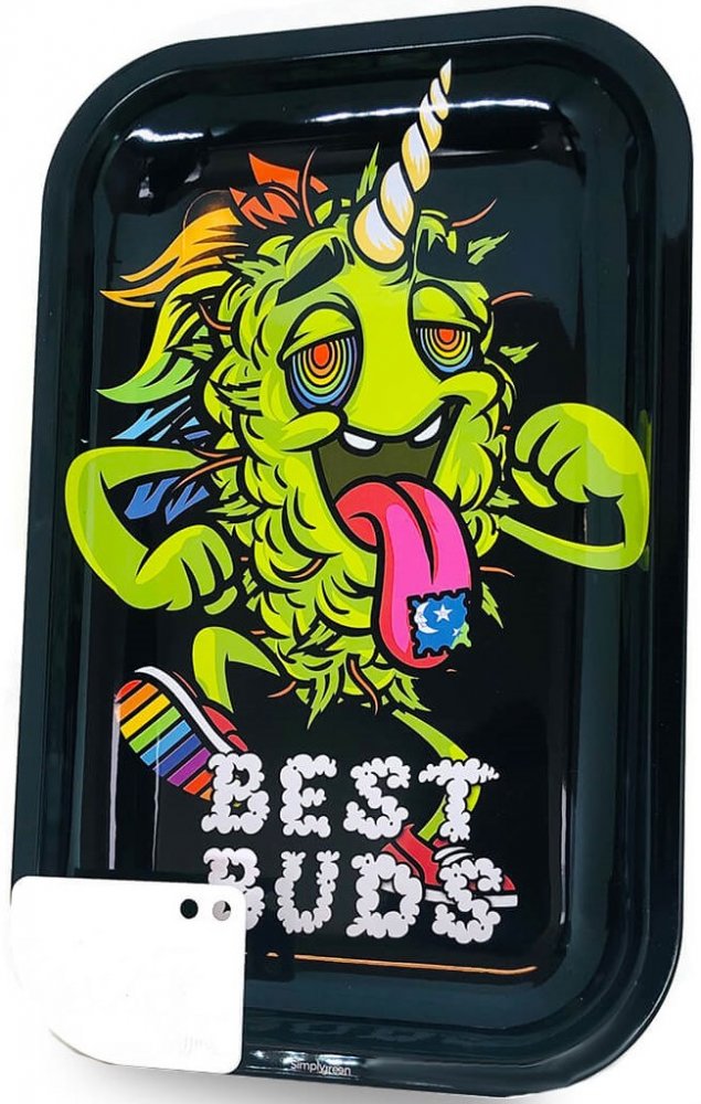 Best Buds LSD Large Metal Rolling Tray with Magnetic Grinder Card ...