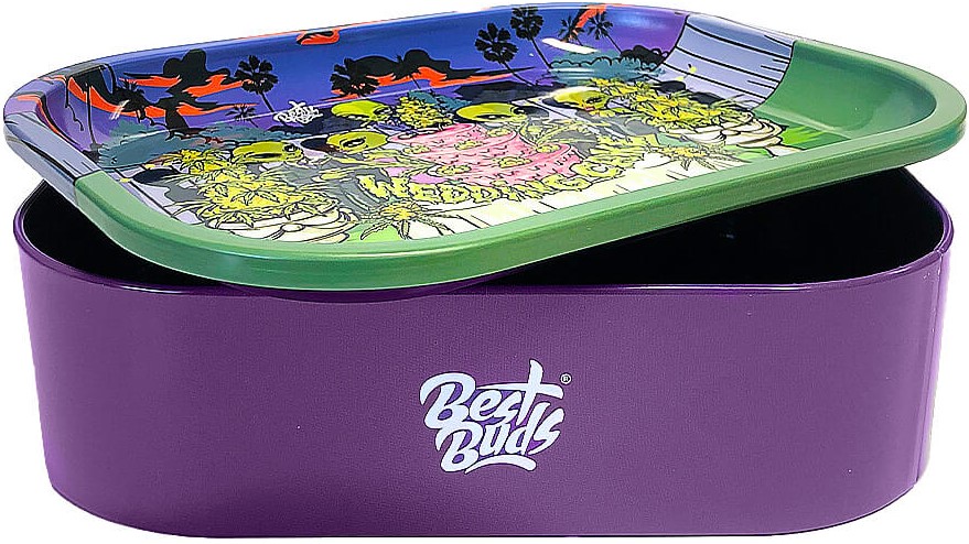 Best Buds Thin Box Rolling Tray with Storage, Wedding Cake