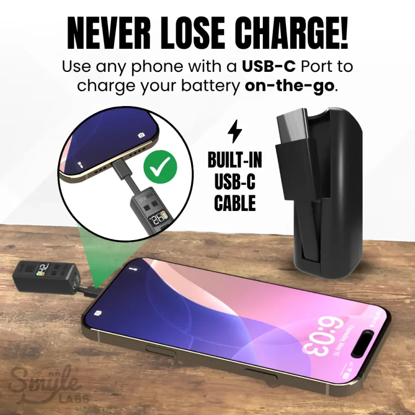 Smyle Labs Mini Plug 510 Cart Battery with Built-in USB-C Cable ...